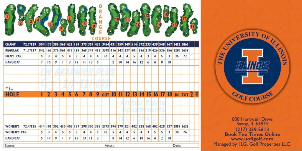 Scorecard - University of Illinois Golf Course Blue Course